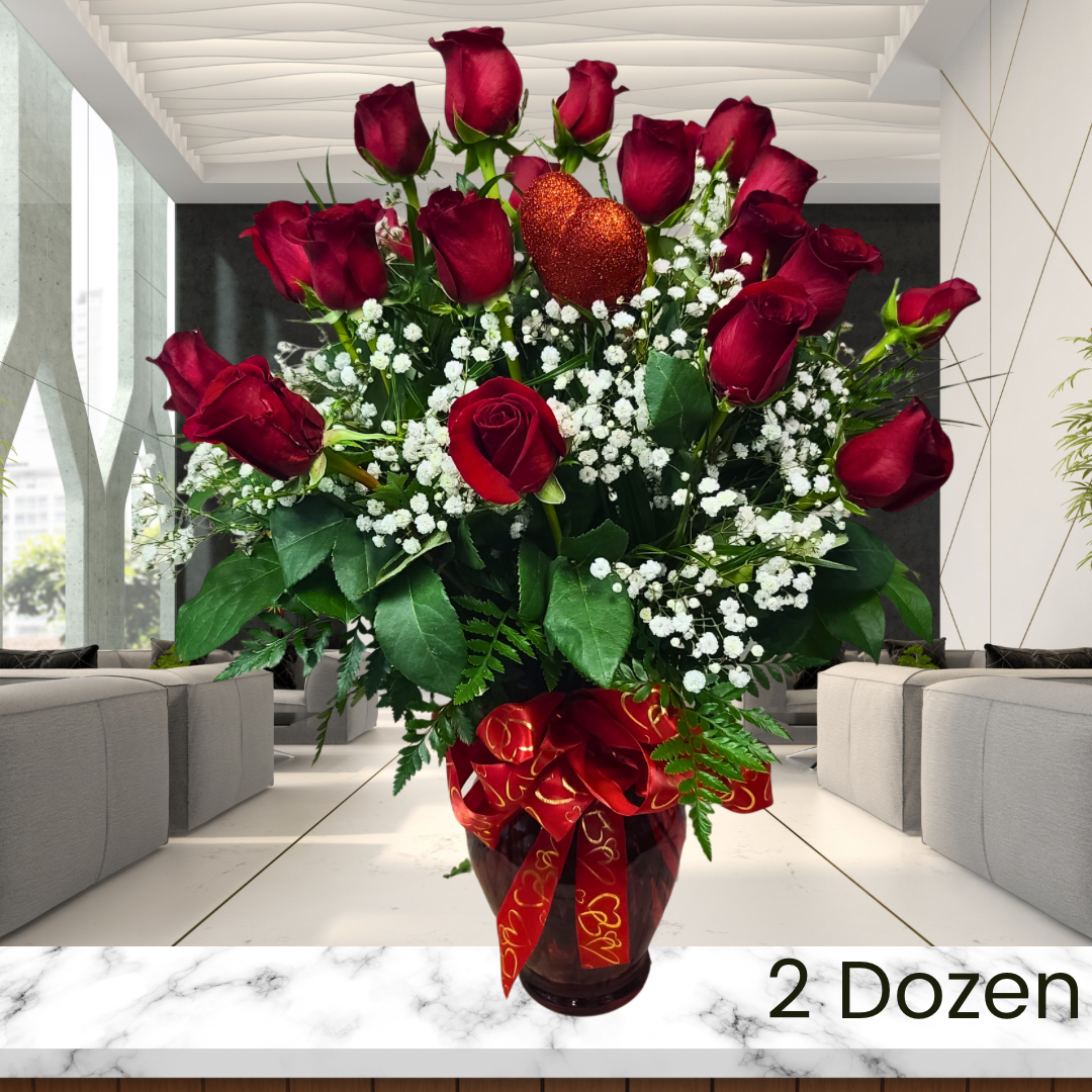 Valentine's Two Dozen Red Roses – Floral Design By Heidi